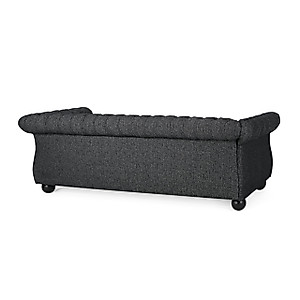 Christopher Knight Home Farhar Sofas, 84.5 "W x 34 "D x 27.5 "H, Black Textured Tweed + Matte Black