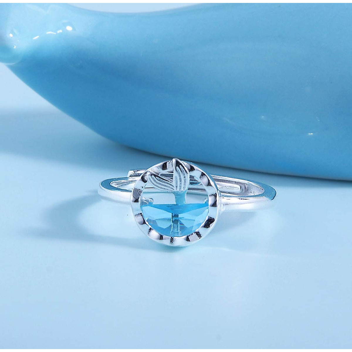 Helen de Lete Mermaid in Ocean S925 Sterling Silver Adjustable Ring