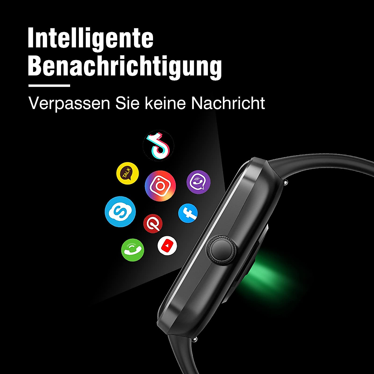 TMHAI Smart Watch, 1.69" Touch Screen Smartwatch with Blood Oxygen, Heart Rate and Sleep Monitor,for Android iOS Phones, 5ATM Waterproof Fitness Watch for Men Women