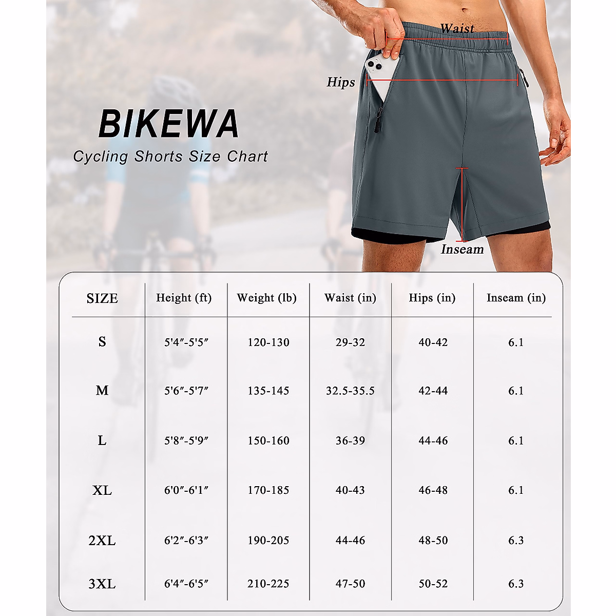 Men's Mountain Bike Shorts 3D Padded Loose-fit Biking Riding Cycling Bicycle Biker Cycle Padding Shorts for Men Zipper Pockets(Light Khaki,XXXL)