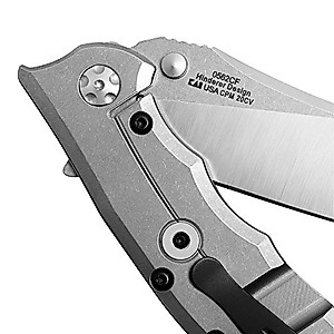 Zero Tolerance 0562CF Hinderer Slicer Folding Knife; 3.5” CPM-20CV Stonewashed and Satin Steel Blade, Carbon Fiber Front Handle, KVT Ball-Bearing Opening, Frame Lock and Reversible Pocketclip; 5.5 OZ, Black