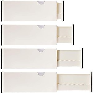 4 Drawer Dividers and Organizer, Organize Silverware and Utensils in Home Kitchen, Divider for Clothes in Bedroom Dresser, Designed to Not Snag Underwear and Bra Fabrics, Bathroom Storage Organizers