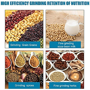 Grain Mills, Upgraded 3000W Wet Dry Cereals Grinder Electric Grain Grinder Corn Mill Heavy Duty 110V Commercial Grain Grinder Machine Rice Corn Grain Coffee Wheat Feed Mill Flour Mill with Funnel