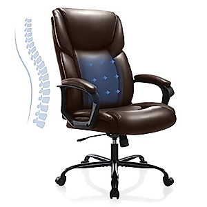 Office Chair, Desk Chair Executive Office Chair High Back Home Office Desk Chairs with Soft Armrest, Height Adjustable Ergonomic Computer Chair with Lumbar Support, Big and Tall Bonded Leather Chair