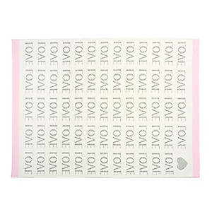 Elegant Baby Premium 100% Cotton Knit Blanket, Grey Love with Pink Trim, 30" x 40"
