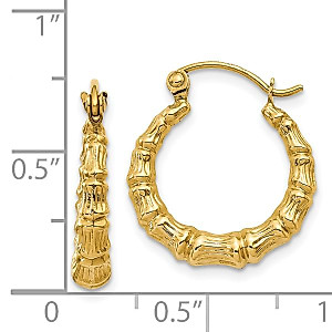 14K Yellow Gold Bamboo Round Hoop Earrings