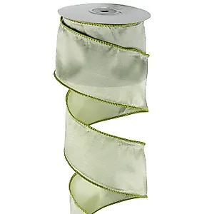DINDOSAL Sage Green Christmas Ribbon Wired 2.5" x 10 Yard Dusty Green Wired Ribbon Green Wired Ribbon for Christmas Tree Decorations, Topper Bows, Wreaths, Crafts, Home Decor, Gift Wrapping