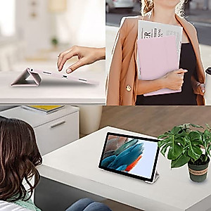 CLARKCAS Case for Samsung Galaxy Tab A8 10.5 Inch 2022 Release Model SM-X200 X205 X207,Slim Cover with Trifold Stand and Soft TPU Back for Samsung Galaxy Tab A8 (Pink)