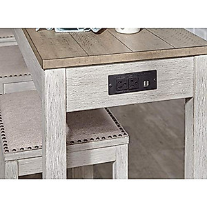 Signature Design by Ashley Skempton 4 Piece Counter Height Dining Set, Includes Table and 3 Barstools, Whitewash