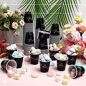 Lounsweer 100 Pcs Plastic Glasses Cups 2 oz Disposable Cups Mini Party Plastic Glasses for Bachelorette Birthday Tasting Serving Samples Cups (Black)