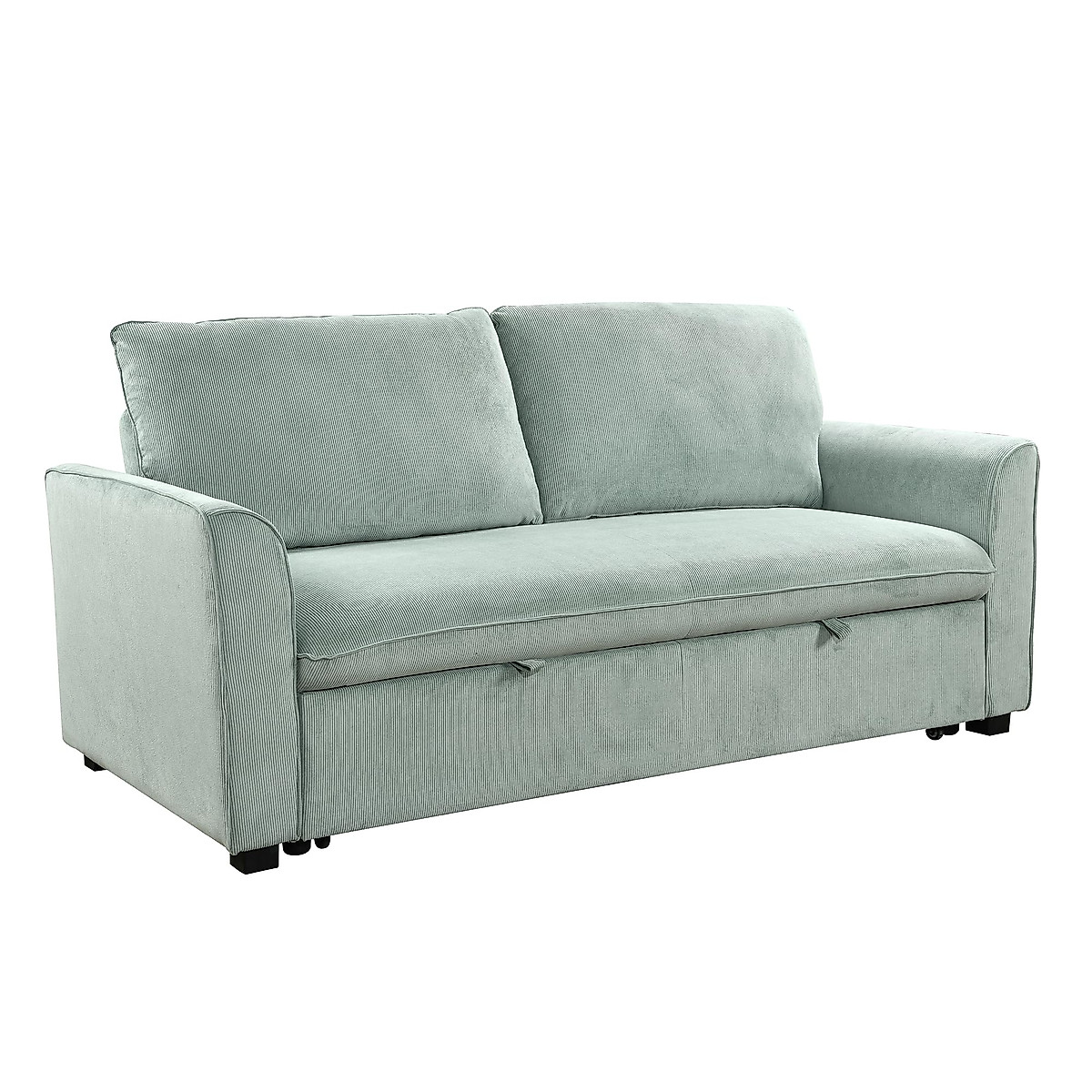 Familymill 78'' Modern Corduroy Fabric Convertible Sleeper Sofa Bed, 3-in-1 Pull Out Couch Bed with Reclining Backrest for Living Room/Apartment/Office (Light Green)