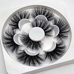 Veleasha Mink Eyelashes Faux 8D Wispy Fluffy Mink Lashes 25mm Dramatic Long Fake Eyelashes 4 Pairs Pack False Lashes (M02)