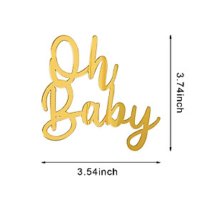 YXCute Oh Baby Cake Topper for Baby Shower Acrylic Gold Oh Baby Wedding Birthday Cake Topper for Gender Reveal Baby Birthday Party Cake Decorations Party Supplies