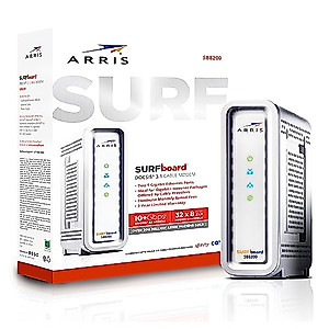 ARRIS SURFboard SB8200 DOCSIS 3.1 Cable Modem | Approved for Comcast Xfinity, Cox, Charter Spectrum, & more | Two 1 Gbps Ports | 1 Gbps Max Internet Speeds | 4 OFDM Channels | 2 Year Warranty,White