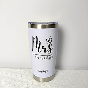 Coffee Tumbler Set 20OzDoubleWall, Travel Insulated Coffee/Tea Thermos, Long-Lasting Hot/Cold Beverages, Couple Gift for anniversary, valentine, birthday surprise- B&W
