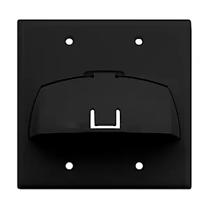 On-Q WP9002BK Cable Access Strap with Wallplate, Double Gang, Black