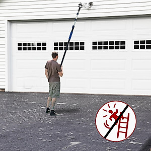 Karveden 28FT Reach Light Bulb Changer for High Ceilings with Pole, 5-20FT Light Bulb Extension Pole Changer with Baskets and Suction Cup for High Ceilings and Recessed Lights, Blue