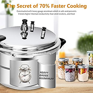 Fulgutonit 5.3 Quart Pressure Cooker, 10 Psi Induction Compatible Pressure Canner w/Multiple Pressure Control & Protection, Canning Rack Included