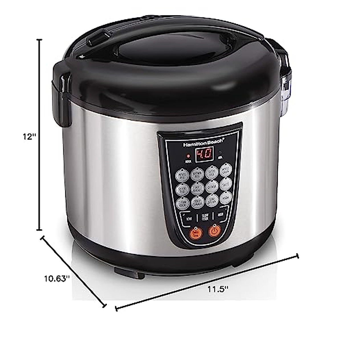 Hamilton Beach Digital Programmable Rice and Slow Cooker & Food Steamer, 20 Cups Cooked (10 Cups Uncooked), 14 Pre-Programmed Settings for Sear Saute, Hot Cereal, Soup, Nonstick Pot, Stainless Steel