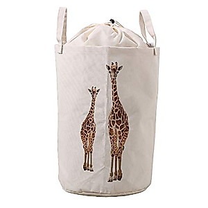 LifeCustomize Large Laundry Basket Hamper Giraffe Mom And Baby Collapsible Drawstring Clothing Storage Baskets Nursery Baby