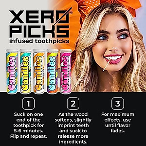 Xero Picks - Infused Flavored Toothpicks for Long Lasting Fresh Breath - Variety Packs (Candies, 5 Pack)