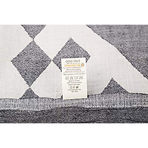 Bersuse 100% Cotton Bahamas XL Throw Blanket Turkish Towel - 75x90 Inches, Black
