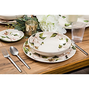 Bico Magnolia Floral 11 inch Dinner Plates, Set of 4, for Pasta, Salad, Maincourse, Microwave & Dishwasher Safe