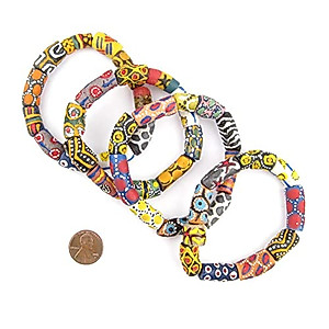 TheBeadChest African Bead Stretch Bracelet, Made in Ghana by Krobo Artisans, Unisex, African Trade Bead Style, Traditional