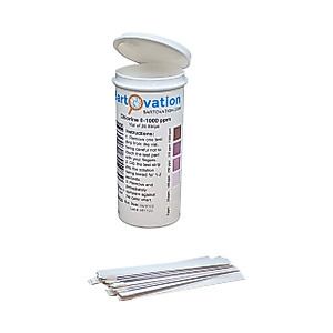 Free Chlorine/Bleach Test Strips, 0-1000 ppm [Vial of 25 Strips]