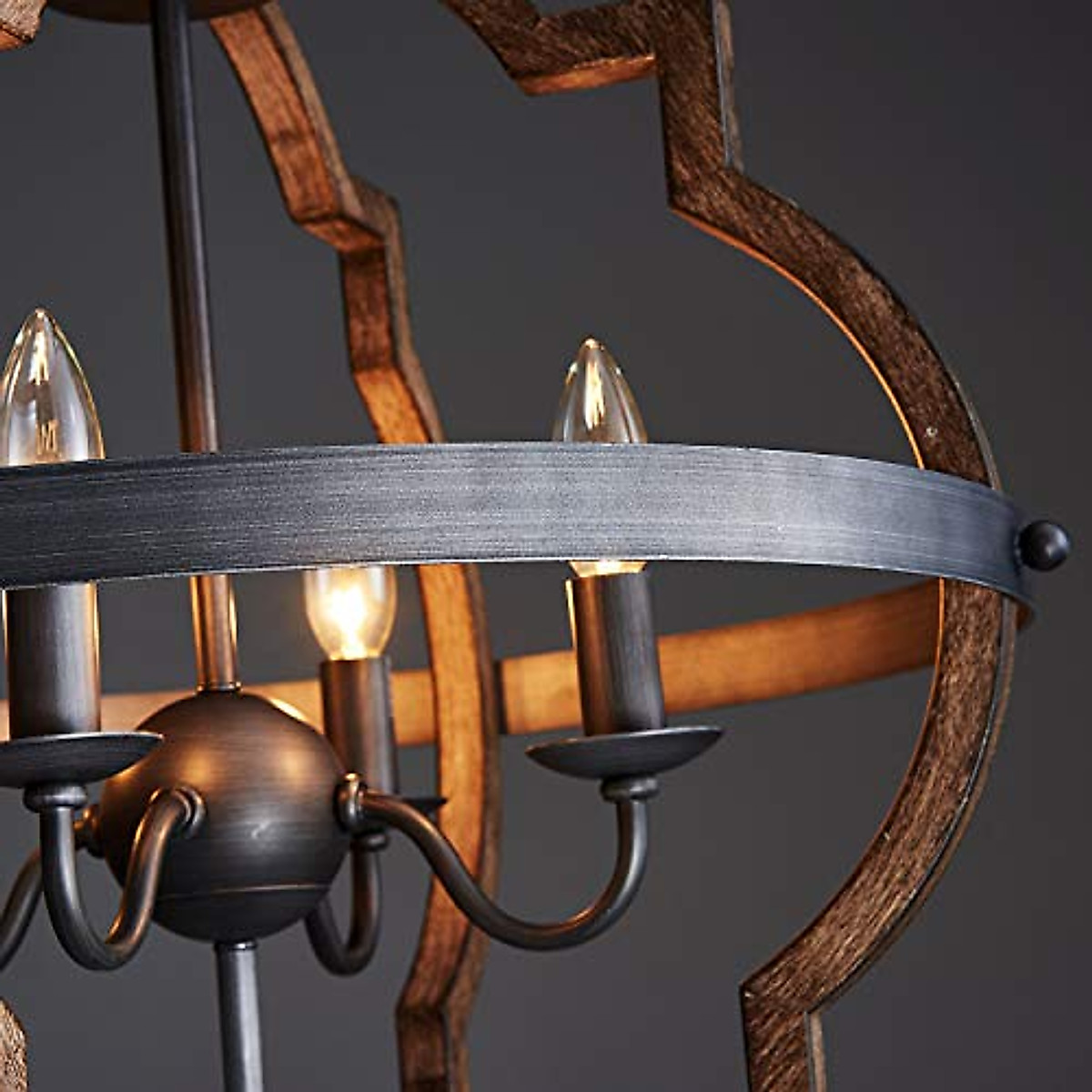 Saint Mossi 4-Lights Wooden Finish Farmhouse Chandelier Light Fixture,Rustic Globe Chandelier Style,Globe Pendant Light Farmhouse Pendant Light Fixtures,H22 x D20,Chain Adjustable