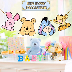 Winnie Banner for Baby shower Decorations The Pooh Birthday Banner Cute Winnie and Friends Party Supplies Winnie Theme Party Favor