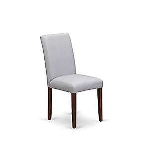 East West Furniture ABP8T05 Parson Grey Linen Fabric Padded Dining Chairs, Set of 2