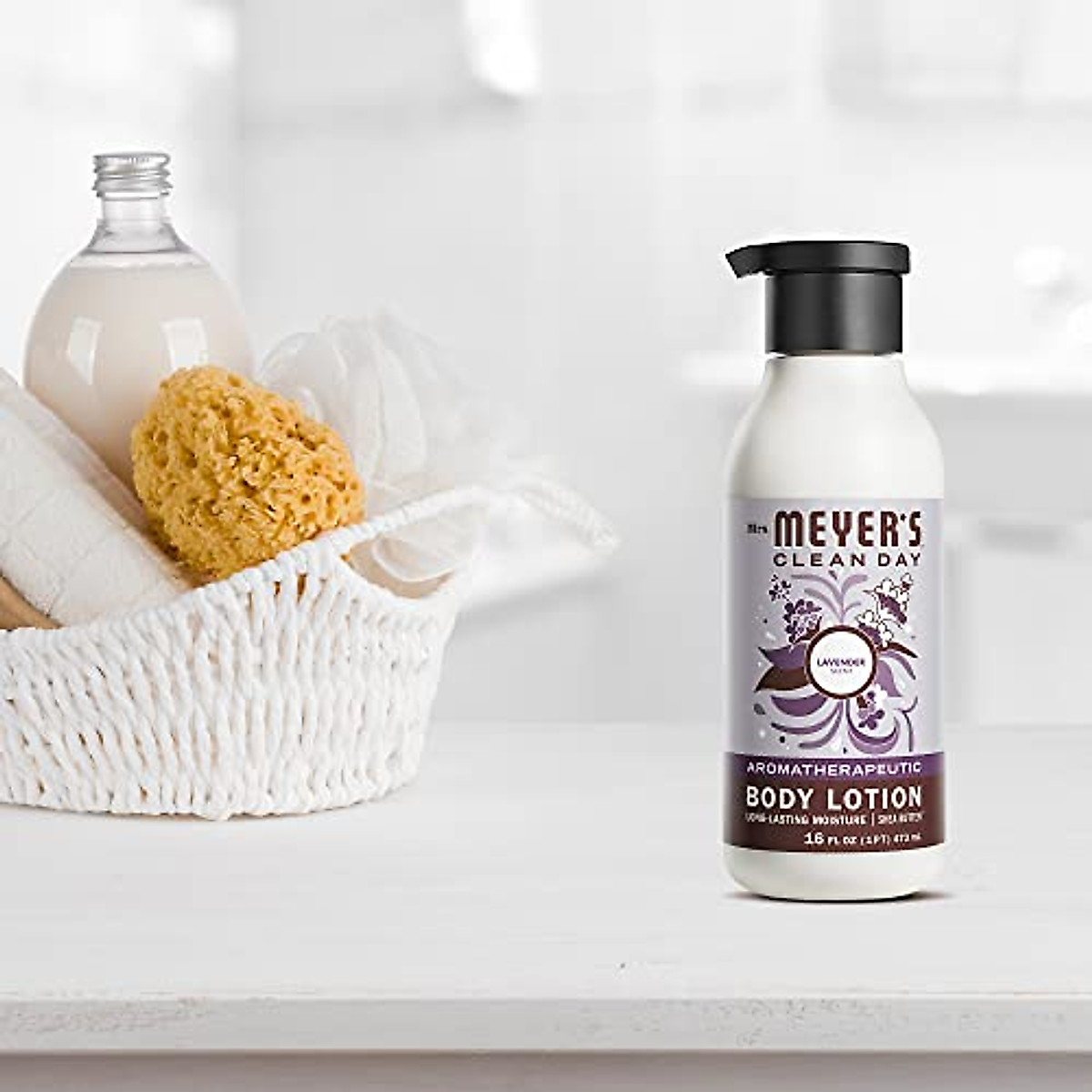 MRS. MEYER'S CLEAN DAY Body Lotion, Long-Lasting, Non-Greasy Moisturizer, Cruelty Free Formula, Lavender Scent, 15.5 oz