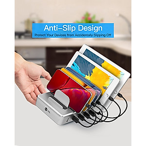 Charging Station for Multiple Devices - 6 Port Fast Charging Station for iPhone iPad Android and Tablet - Multi Charging Station - Phone Charging Station with 6 Mixed Cables Included(UL Certified)