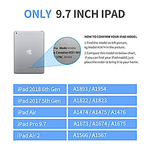 NOKBABO Keyboard Compatible with ipad 6th Generation, Compatible for ipad pro 9.7 inch,for ipad 5th Gen, for ipad Air 2 & 1 Keyboard, 130° Folio Hard Back Cover, Ultra Slim, Auto Wake/Sleep - Black