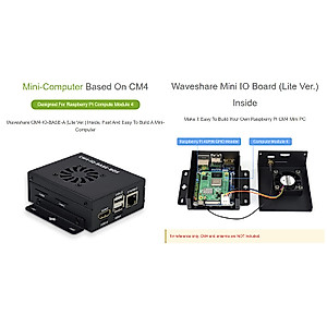 waveshare Mini-Computer Based On Raspberry Pi Compute Module 4,Include CM4-IO-BASE-A (Mini IO Board Lite Verson),Metal Case,Cooling Fan