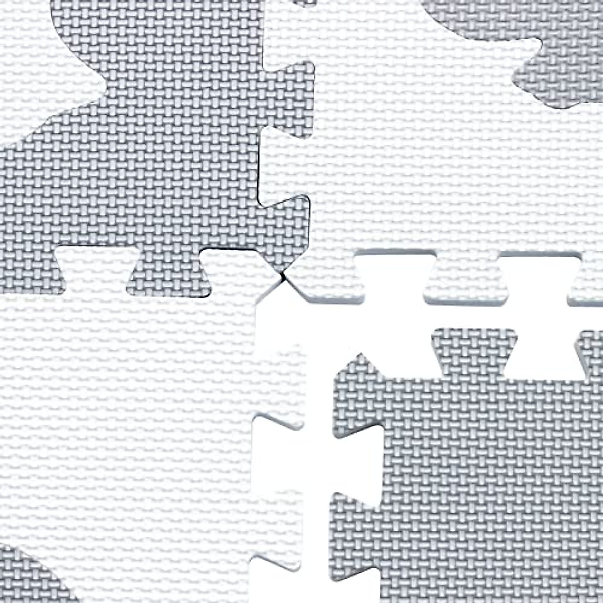 Yostrong® 18 Tiles Interlocking Animal Puzzle Foam Baby Play Mat for Playing - Rubber EVA Babies Crawling Mats for Floor. White, Light Gray. YOP-51(AL0) b18N