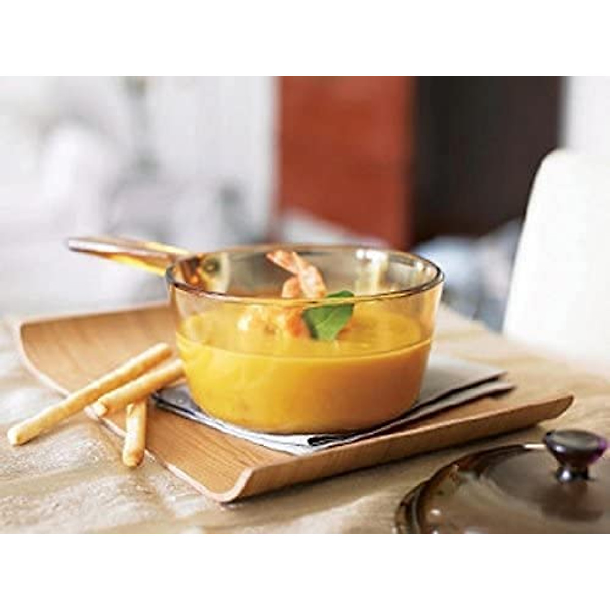 Vintage Corning Visions 1.5L Amber Sauce Pan with Lid