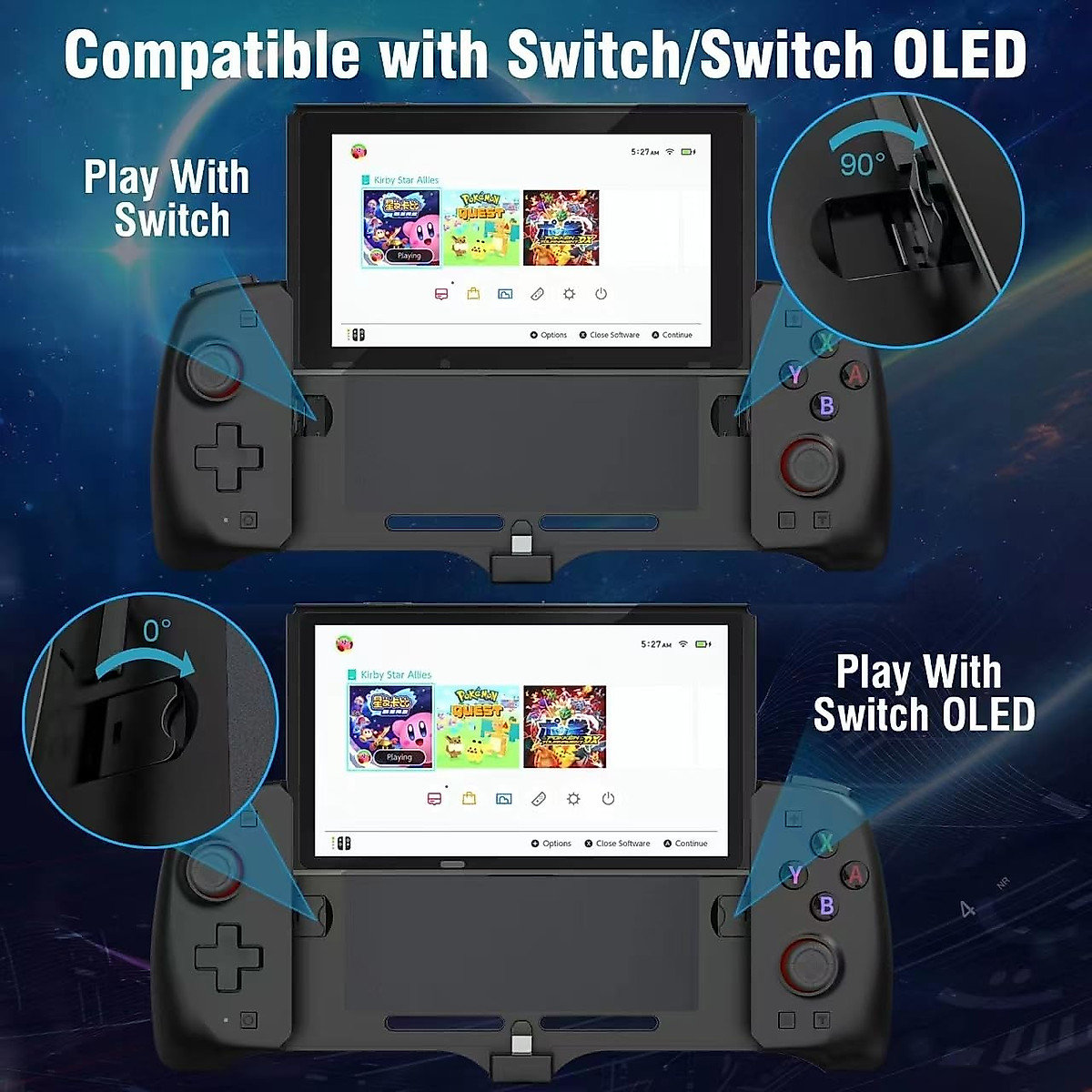 CXY CHYUHSIN Joy-Con Controller for Nintendo Switch - USB-C Plug & Play, 15V PD Fast Charging, Dual Vibration & 6-Axis Gyro, 3 Turbo Speeds, Protect Console, Easy Setup