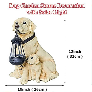 LTHDD Outdoor Labrador Family Statue with Solar Lights,Windproof Lamp for Home Garden Decoration,Lifelike Dog Figurine Decoration,Solar Lantern Dog Garden Statues