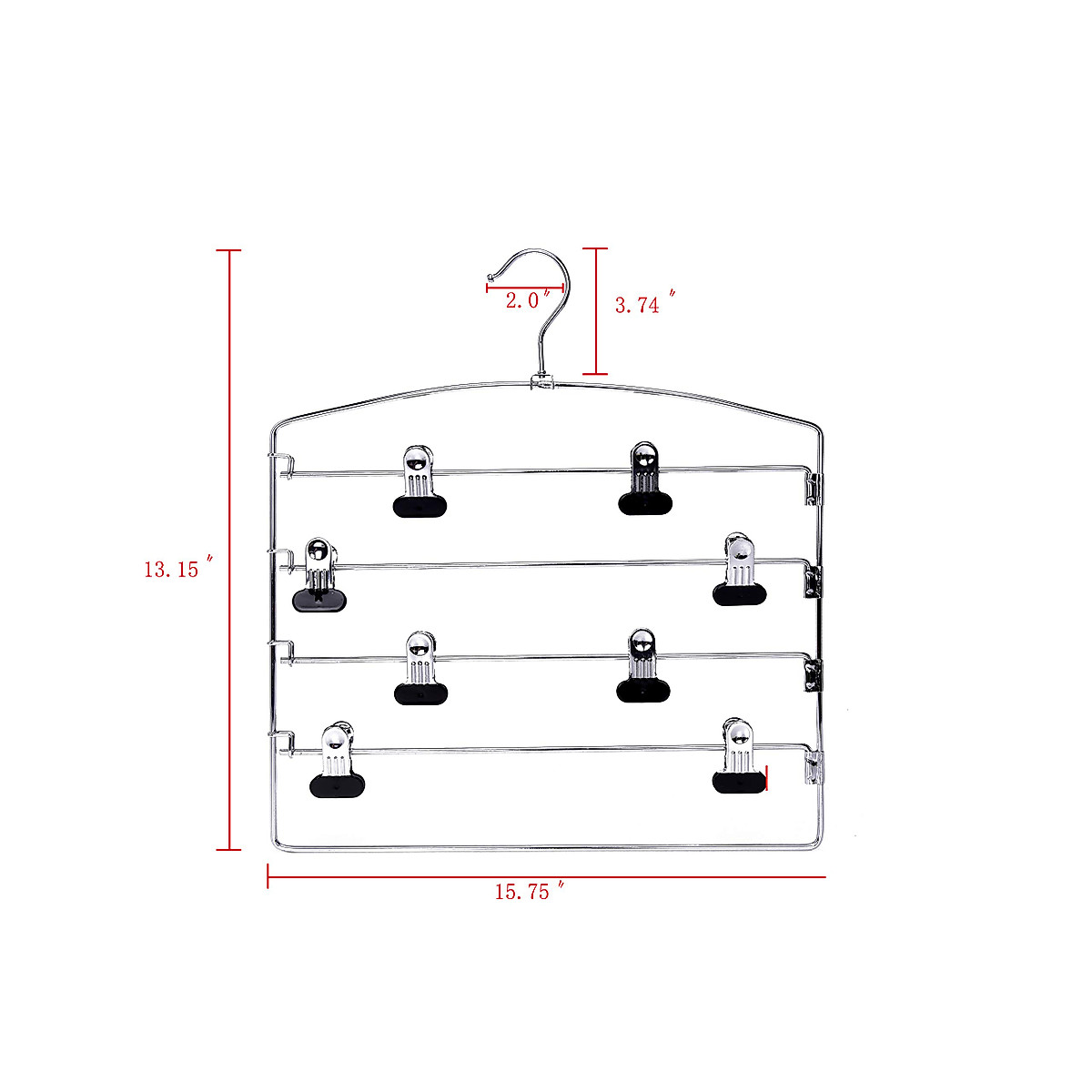 3 Quality Multi Pants Hangers, Real Heavy Duty, Space-Saving Multi-Bar Metal Hangers, Stable with Non-Slip Foam Padding, Swivel Hook for 5 Jeans Each, Suit Pants, Scarves, Towels, Trousers (Pants, 3)