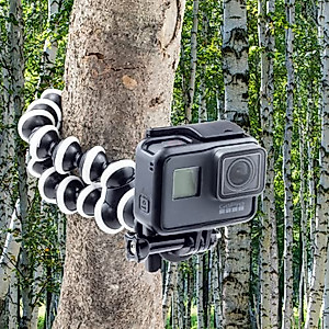 Digicharge 10‘’ Octopus Flexible Tripod Camera + Action Cam Mount Stand, Compatible with GoPro Hero11 Hero10 Max Hero 11 Mini 10 9 8 7 Fusion Akaso Brave Apeman Fitfort Davola Dragon Touch Jeemak Cam
