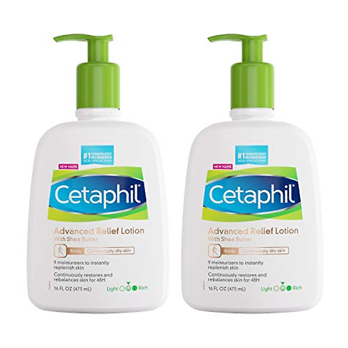 Cetaphil Advanced Relief Lotion with Shea Butter, 2 Pack - 16 oz, For Dry, Sensitive Skin, 48-Hr Moisture, Restores Skin Barrier, Fragrance Free, Dermatologist Recommended Sensitive Skincare Brand