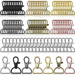 Swivel Clasp Hooks, Anezus 80Pcs Key Chain Clip Hooks, D Ring Clip Lanyard Hardware for Keychain Making, Lanyard Making, Purse Hardware, DIY Craft (1” Inside Width)