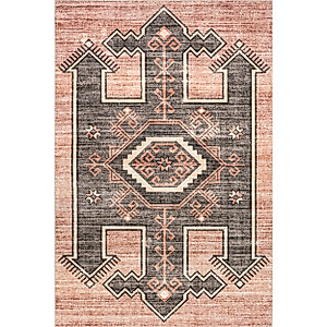 Rugs USA x Lauren Liess Sagebrush Geometric Machine Washable Area Rug, 9' x 12', Blush