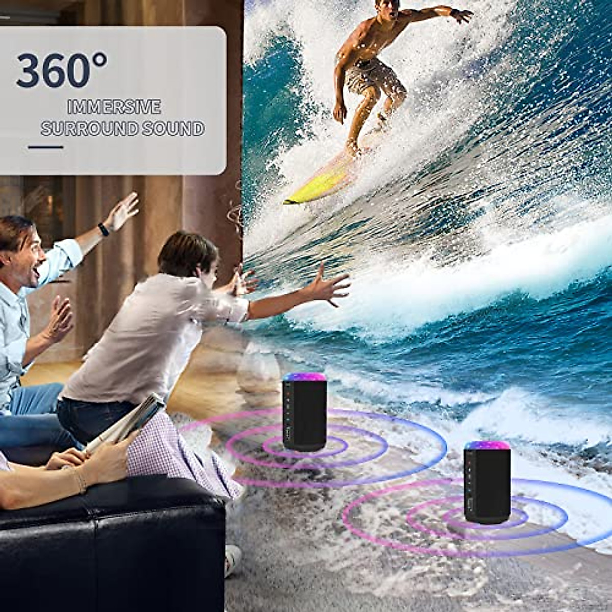 Portable Bluetooth Speakers Wireless Waterproof IPX7,Bluetooth Speakers with Lights,Speakers Bluetooth Wireless Loud with Bass,DSP TWS Pairing for 48W Stereo Bluetooth 5.1 Speaker Powerful Bass
