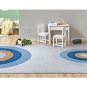 Well Woven Kids Rugs Twilight Rainbow 5' x 7' Blue Modern Printed Machine Washable Area Rug