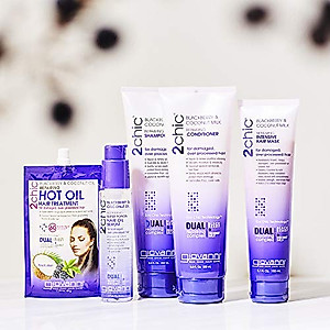 GIOVANNI 2chic Ultra-Repairing Shampoo - For Damaged, Over-Processed Hair, Helps Restore Hair's Natural Elasticity, Blackberry & Coconut Oil, Argan, Shea Butter, Color Safe - 24 oz