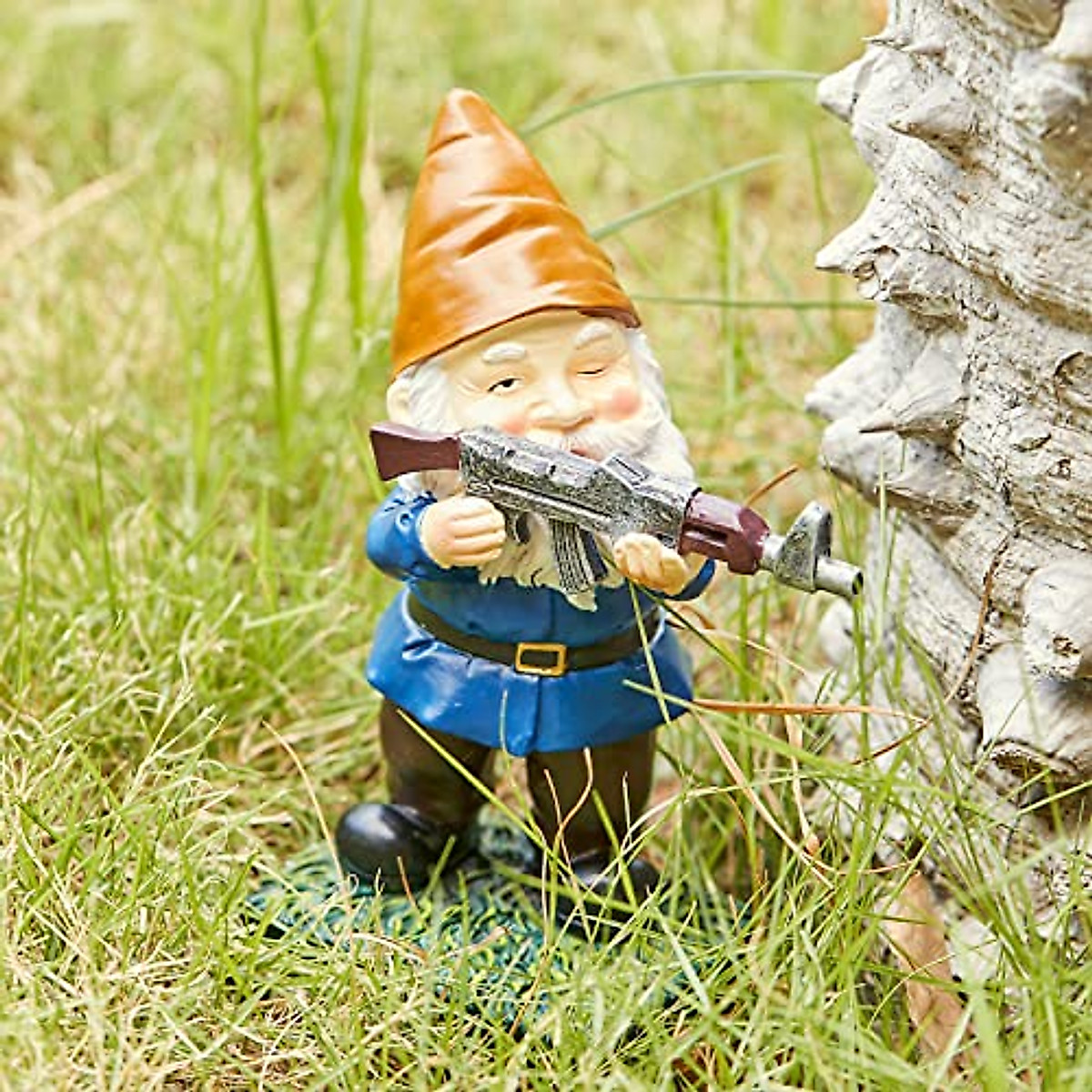 Military Soldier Garden Gnomes | Set of 3 | Gnome Army Combat Soldier Guardian - Lawn Statues Guns , Porch & Yard Art Decor, Hunting, Patriotic, AK47, Gun, Shotgun Lover, Indoor & Outdoor Valentines