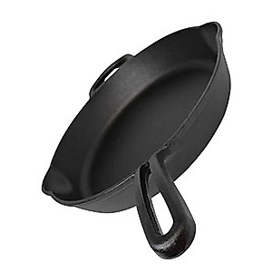 Mirro MIR-19053 12" Pre-Seasoned Ready to Use Round Cast Iron Skillet with Helper Handle, Black